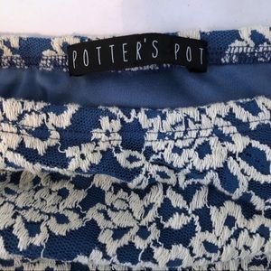 Potter's Pot | Dresses | Potters Pot Strapless Dress Blue Ivory White ...